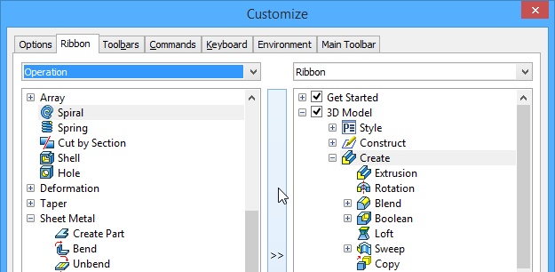 System Fundamentals. Customization > Customizing Toolbars and Keyboard > “Ribbon” Tab